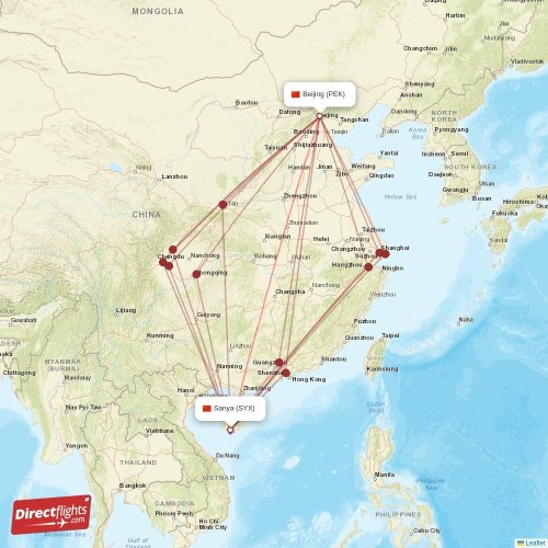 Direct flights from Beijing to Sanya (PEK-SYX) - Directflights.com