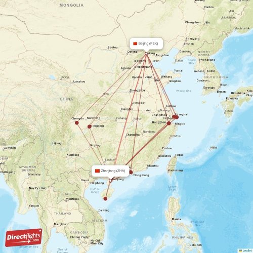 Direct flights from Beijing to Zhanjiang (PEK-ZHA) - Directflights.com