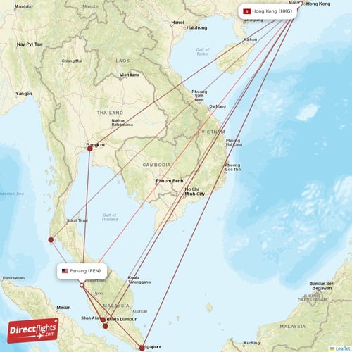 Direct flights from Penang to Hong Kong, PEN to HKG non-stop - Directflights.com