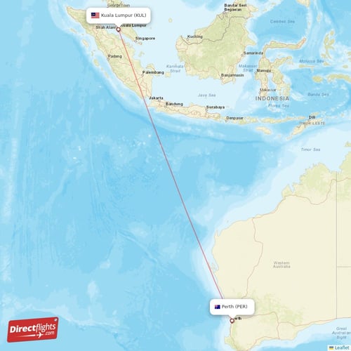 Direct flights from Perth to Kuala Lumpur, PER to KUL non-stop - Directflights.com