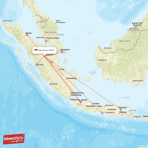 Direct flights from Pekanbaru - 8 destinations - PKU, Indonesia ...