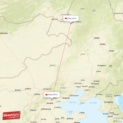 Direct flights from Beijing to Hailar (PKX-HLD) - Directflights.com