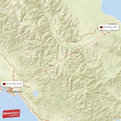Direct flights from Popondetta to Port Moresby, PNP to POM non-stop ...