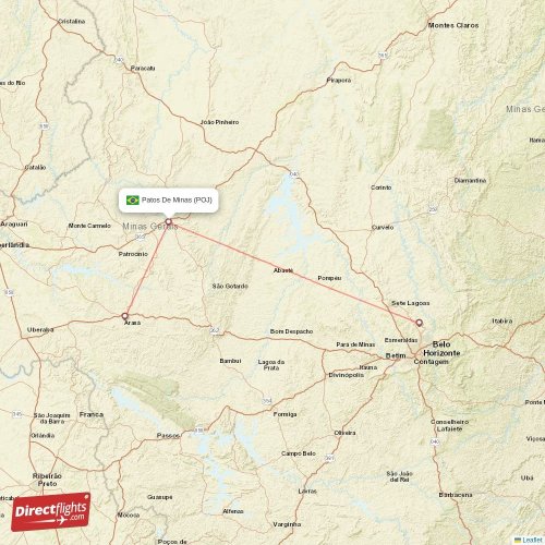 Direct flights from Patos De Minas - 1 destinations - POJ, Brazil ...