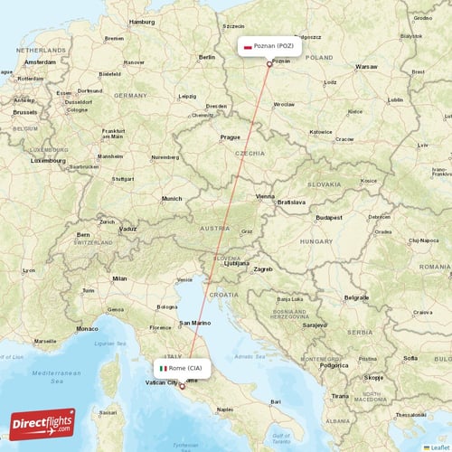 Direct flights from Poznan to Rome, POZ to CIA non-stop - Directflights.com