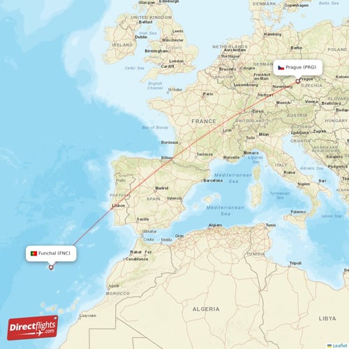 Direct flights from Prague to Funchal, PRG to FNC non-stop - Directflights.com