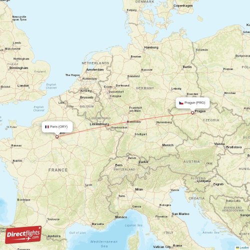 Direct flights from Prague to Paris (PRG-ORY) - Directflights.com