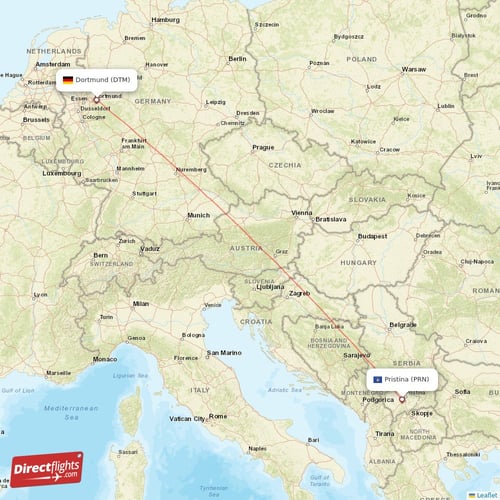 Direct flights from Pristina to Dortmund, PRN to DTM non-stop - Directflights.com