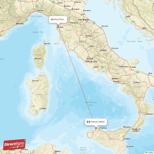 Direct flights from Pisa to Palermo, PSA to PMO non-stop ...
