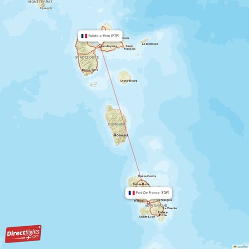 Direct flights from Pointe-a-Pitre to Fort De France, PTP to FDF non ...
