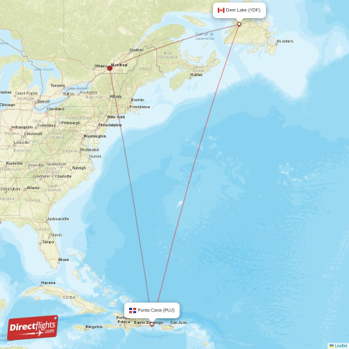 Direct flights from Punta Cana to Deer Lake, PUJ to YDF non-stop ...