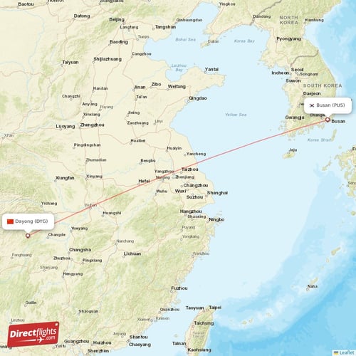 Direct flights from Busan to Dayong, PUS to DYG non-stop ...