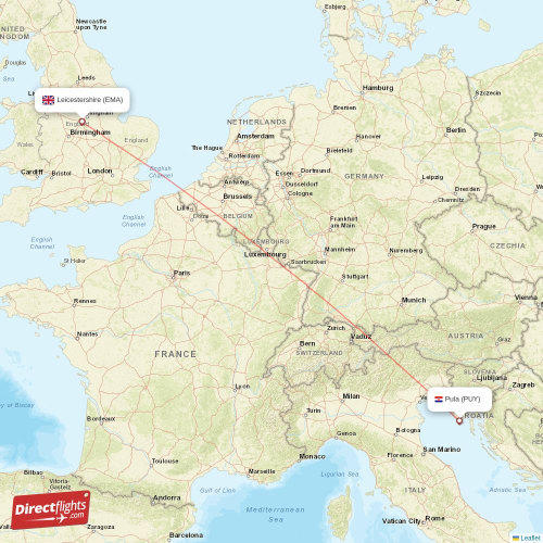 Direct flights from Pula to Leicestershire (PUY-EMA) - Directflights.com