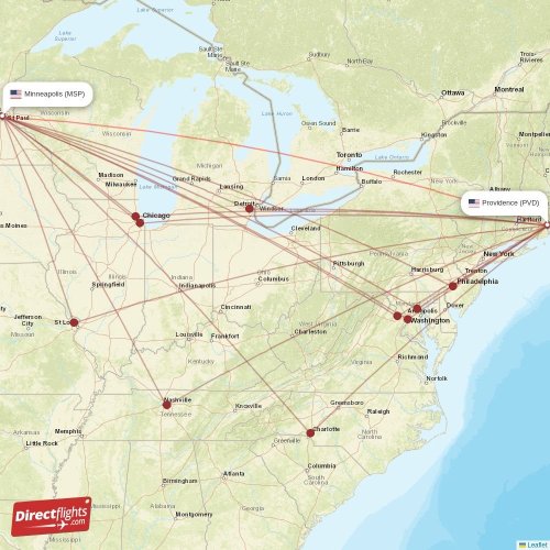 Direct flights from Providence to Minneapolis (PVD-MSP) - Directflights.com