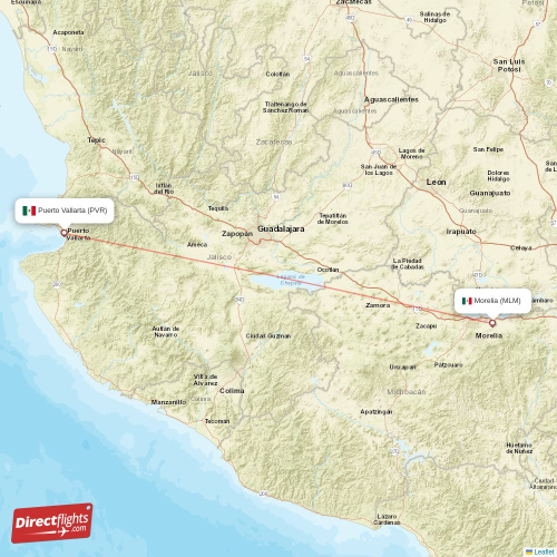 Direct flights from Puerto Vallarta to Morelia (PVR-MLM ...