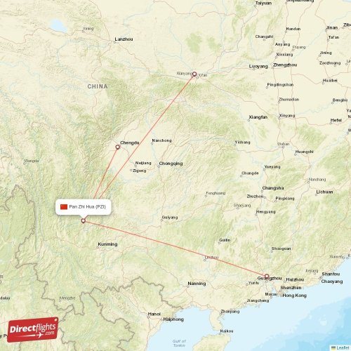 Direct flights from Pan Zhi Hua - 6 destinations - PZI, China ...