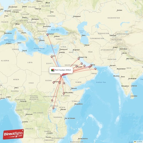 Direct flights from Port Sudan - 15 destinations - PZU, Sudan ...