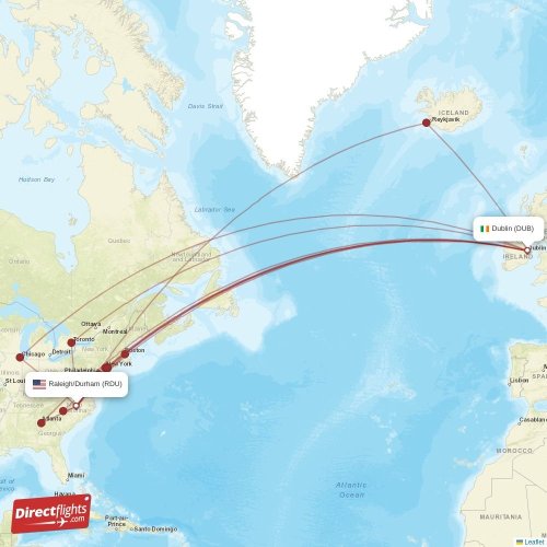 Direct flights from Raleigh/Durham to Dublin (RDU-DUB) - Directflights.com