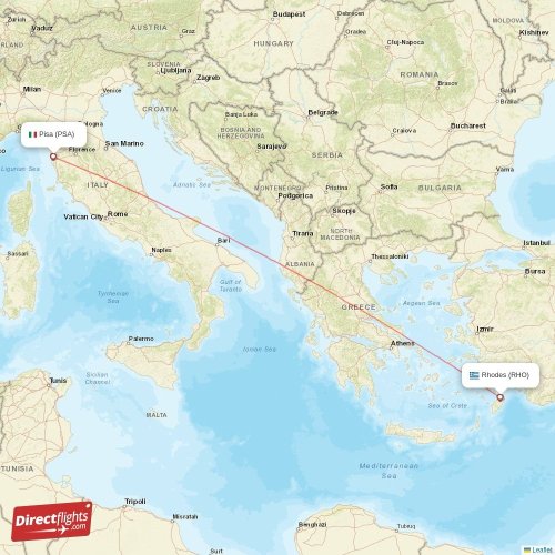 Direct flights from Rhodes to Pisa, RHO to PSA non-stop - Directflights.com