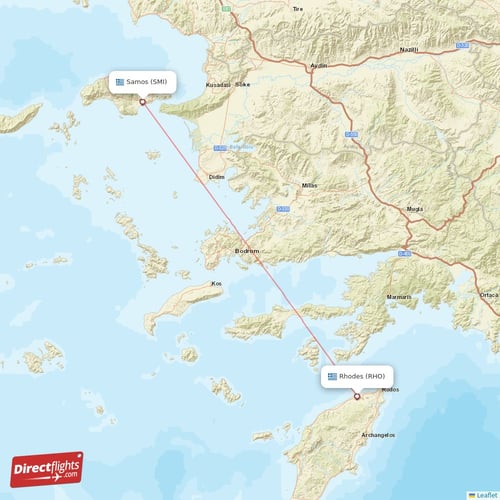 Direct flights from Rhodes to Samos, RHO to SMI non-stop - Directflights.com