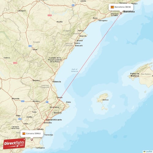 Direct flights from Corvera to Barcelona (RMU-BCN) - Directflights.com