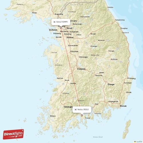 Direct flights from Yeosu to Seoul, RSU to GMP non-stop - Directflights.com