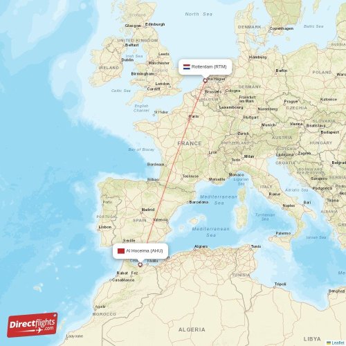 Direct flights from Rotterdam to Al Hoceima (RTM-AHU) - Directflights.com