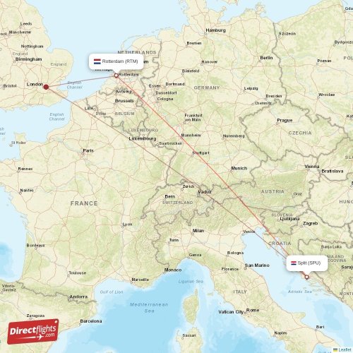 Direct flights from Rotterdam to Split (RTM-SPU) - Directflights.com