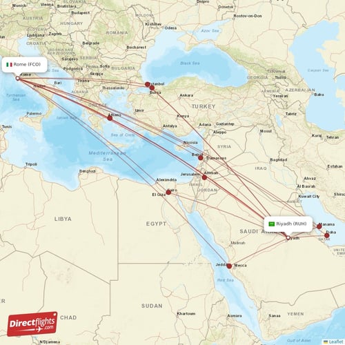 Direct flights from Riyadh to Rome, RUH to FCO non-stop - Directflights.com