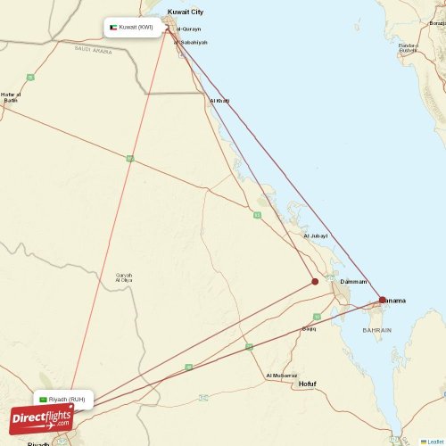 Direct flights from Riyadh to Kuwait (RUH-KWI) - Directflights.com
