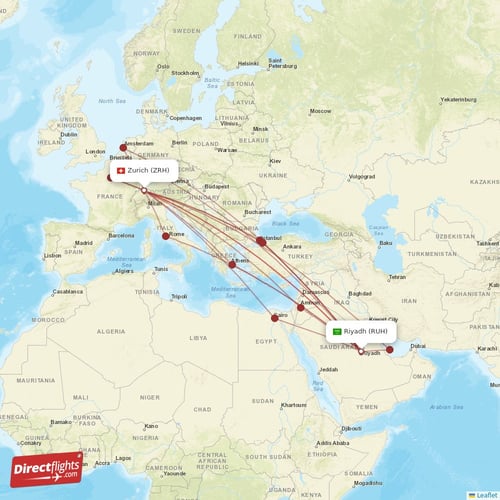 Direct flights from Riyadh to Zurich, RUH to ZRH non-stop - Directflights.com