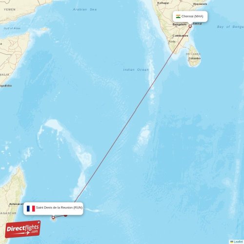Direct flights from Saint Denis de la Reunion to Chennai, RUN to MAA ...