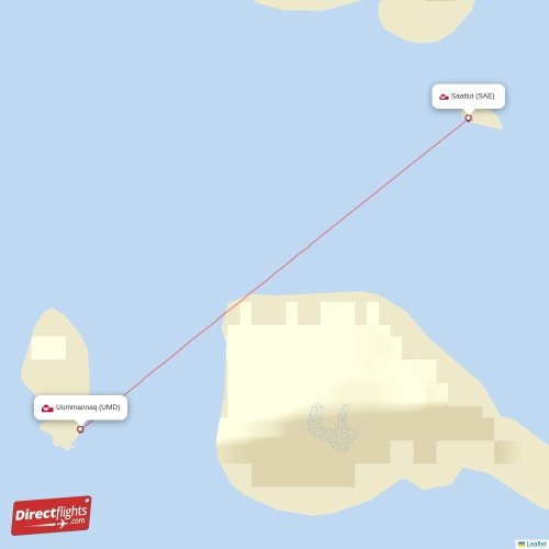 Direct flights from Saattut - 1 destinations - SAE, Greenland ...
