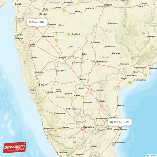 Direct flights from Shirdi to Chennai, SAG to MAA non-stop - Directflights.com