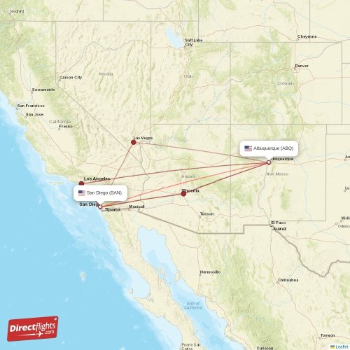 Direct flights from San Diego to Albuquerque (SAN-ABQ) - Directflights.com