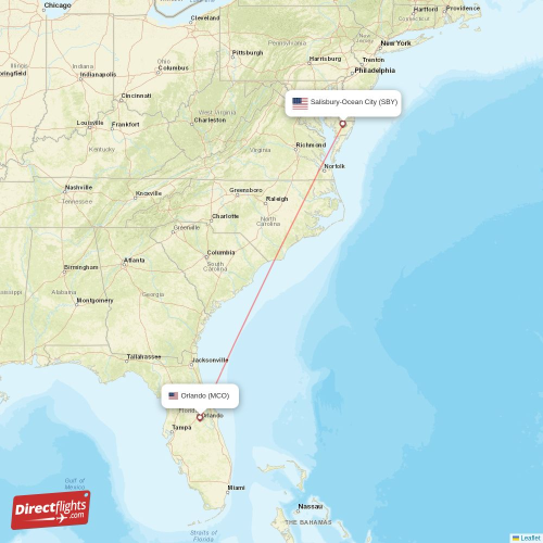 Direct flights from Salisbury-Ocean City to Orlando (SBY-MCO ...