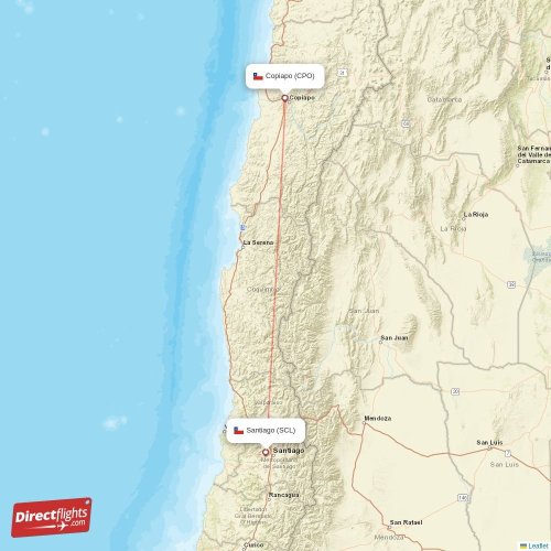 Direct flights from Santiago to Copiapo, SCL to CPO non-stop ...