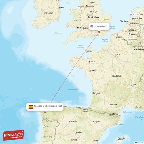 Direct flights from Santiago De Compostela to London, SCQ to LHR non-stop - Directflights.com