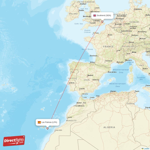 Direct flights from Southend to Las Palmas (SEN-LPA) - Directflights.com