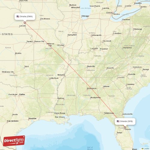 Direct flights from Orlando to Omaha (SFB-OMA) - Directflights.com