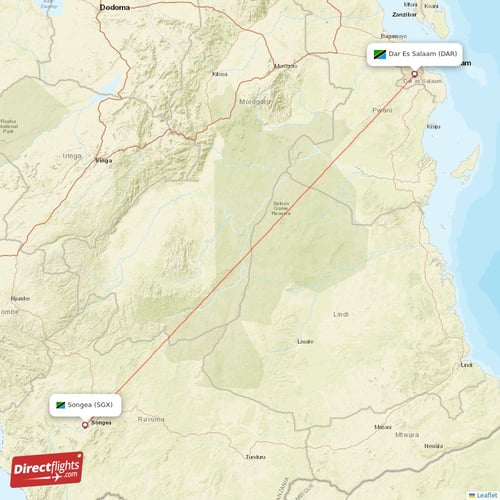 Direct flights from Songea - 1 destinations - SGX, United Republic of ...