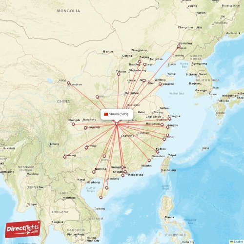 Direct flights from Shashi - 24 destinations - SHS, China ...