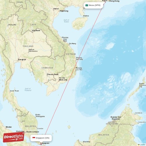 Direct flights from Singapore to Macau (SIN-MFM) - Directflights.com