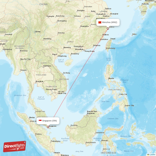 Direct flights from Singapore to Wenzhou (SIN-WNZ) - Directflights.com