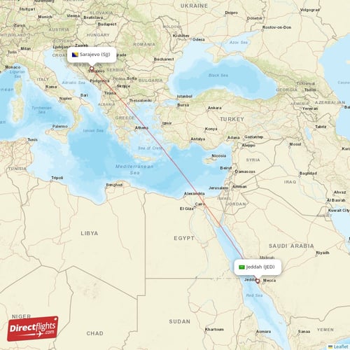Direct flights from Sarajevo to Jeddah, SJJ to JED non-stop - Directflights.com