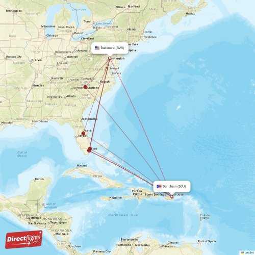 Direct flights from San Juan to Baltimore (SJU-BWI) - Directflights.com