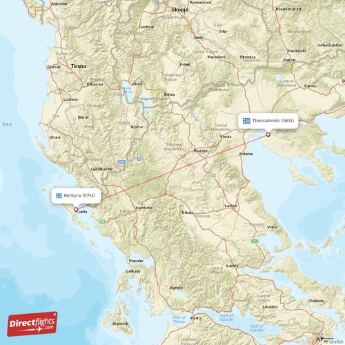Direct flights from Thessaloniki to Kerkyra, SKG to CFU non-stop ...