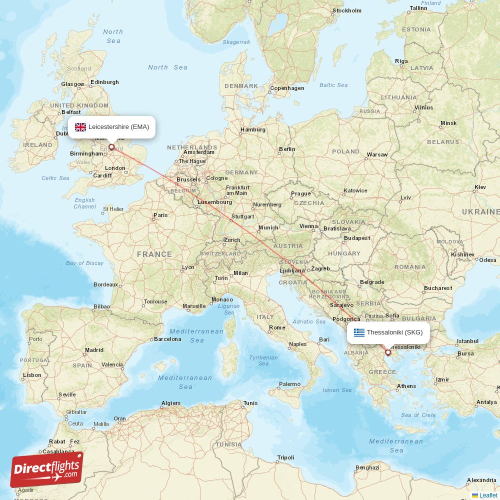 Direct flights from Thessaloniki to Leicestershire (SKG-EMA ...