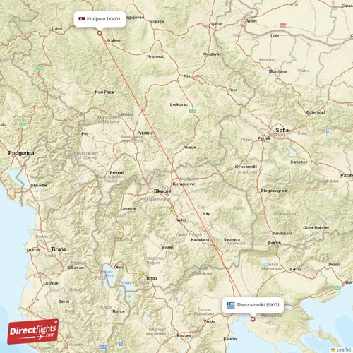 Direct flights from Thessaloniki to Kraljevo, SKG to KVO non-stop ...