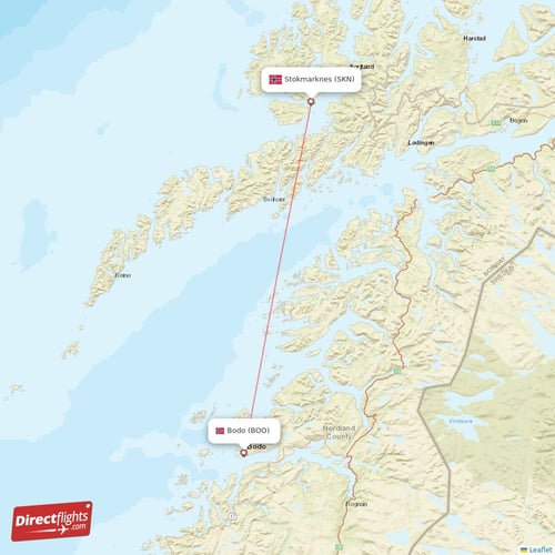 Direct flights from Stokmarknes to Bodo, SKN to BOO non-stop - Directflights.com